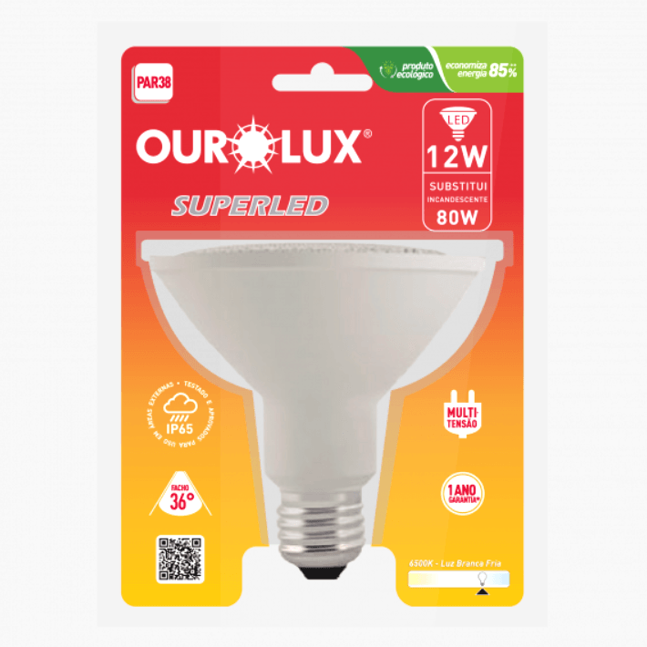 Lâmpada LED PAR38 E27 12W 6500K Luz Branco Frio Bivolt REF. 20113 ...